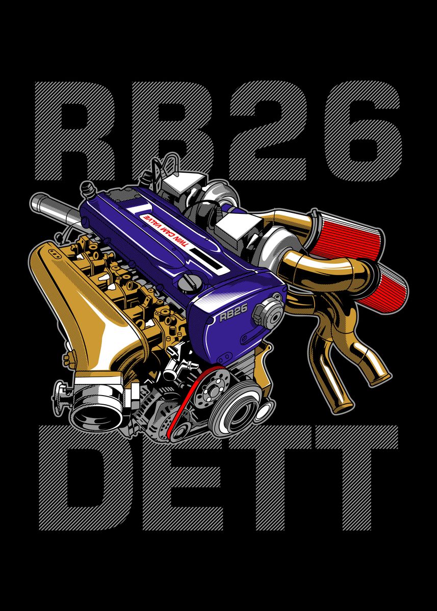 'rb26 car' Poster, picture, metal print, paint by Gab Fernando | Displate