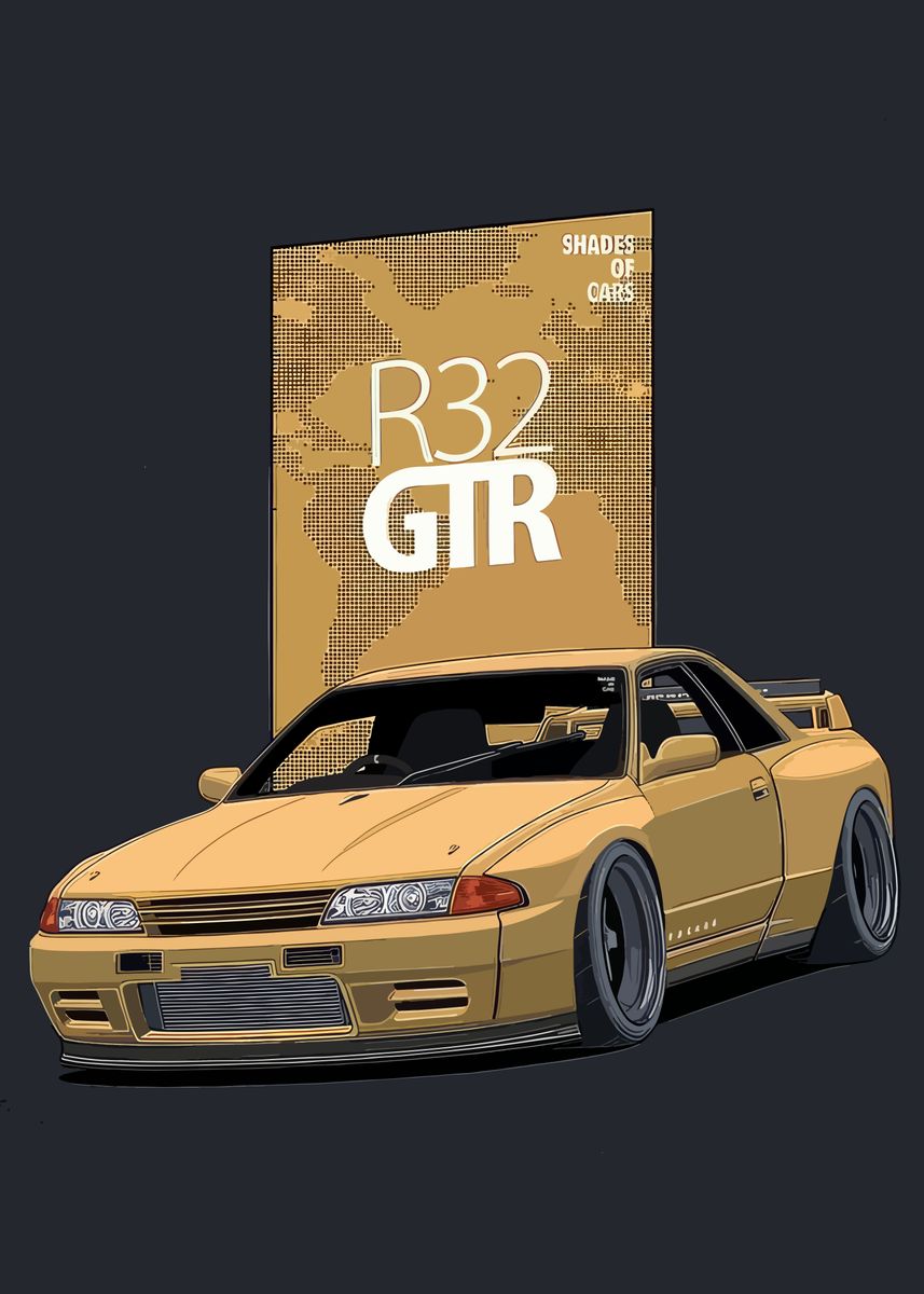 'Nissan GTR skyline R32' Poster, picture, metal print, paint by Raul ...