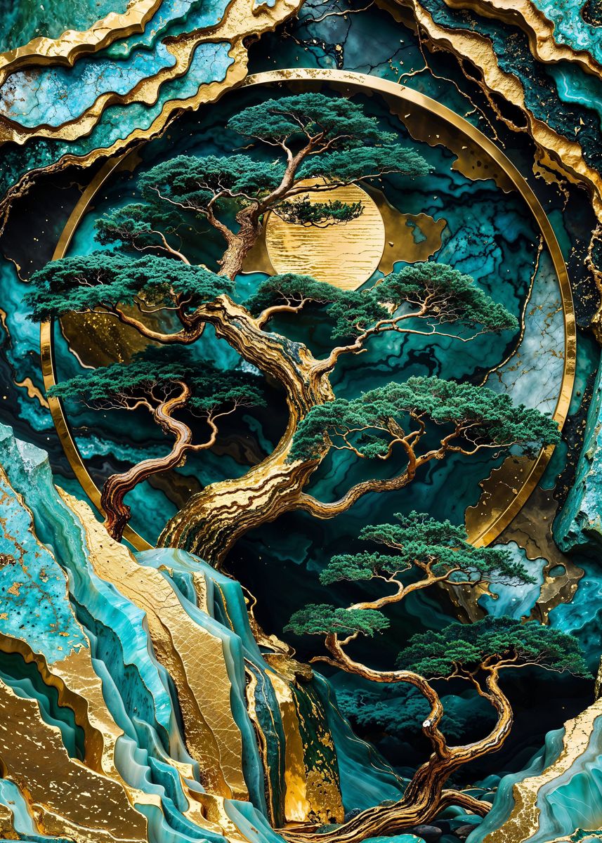 'Lunar Forest Kintsugi Art' Poster, picture, metal print, paint by ...