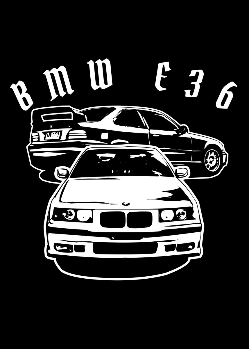 'Bmw e36 line art' Poster, picture, metal print, paint by ipart id ...