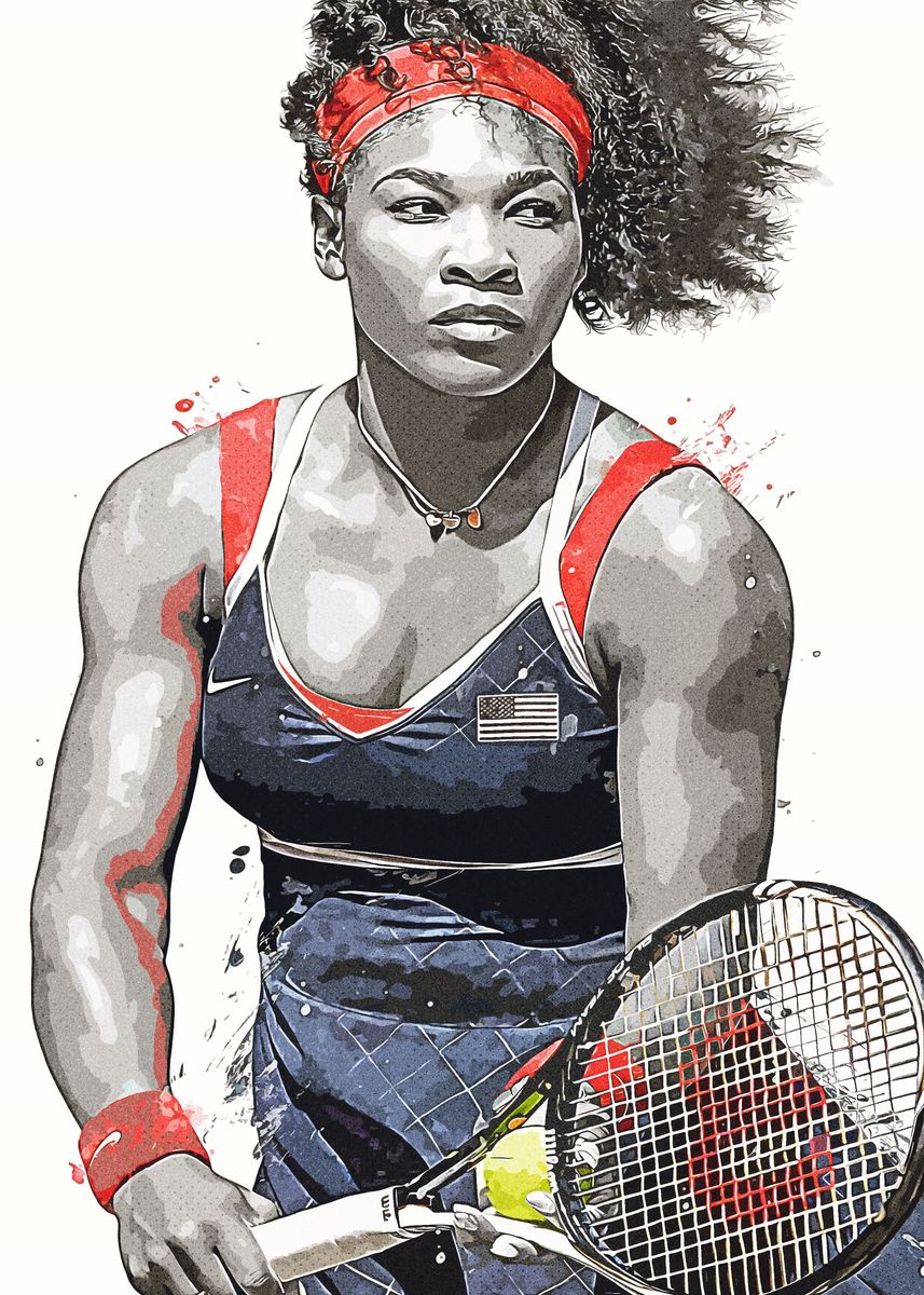 'Serena Williams Portrait' Poster, picture, metal print, paint by ...