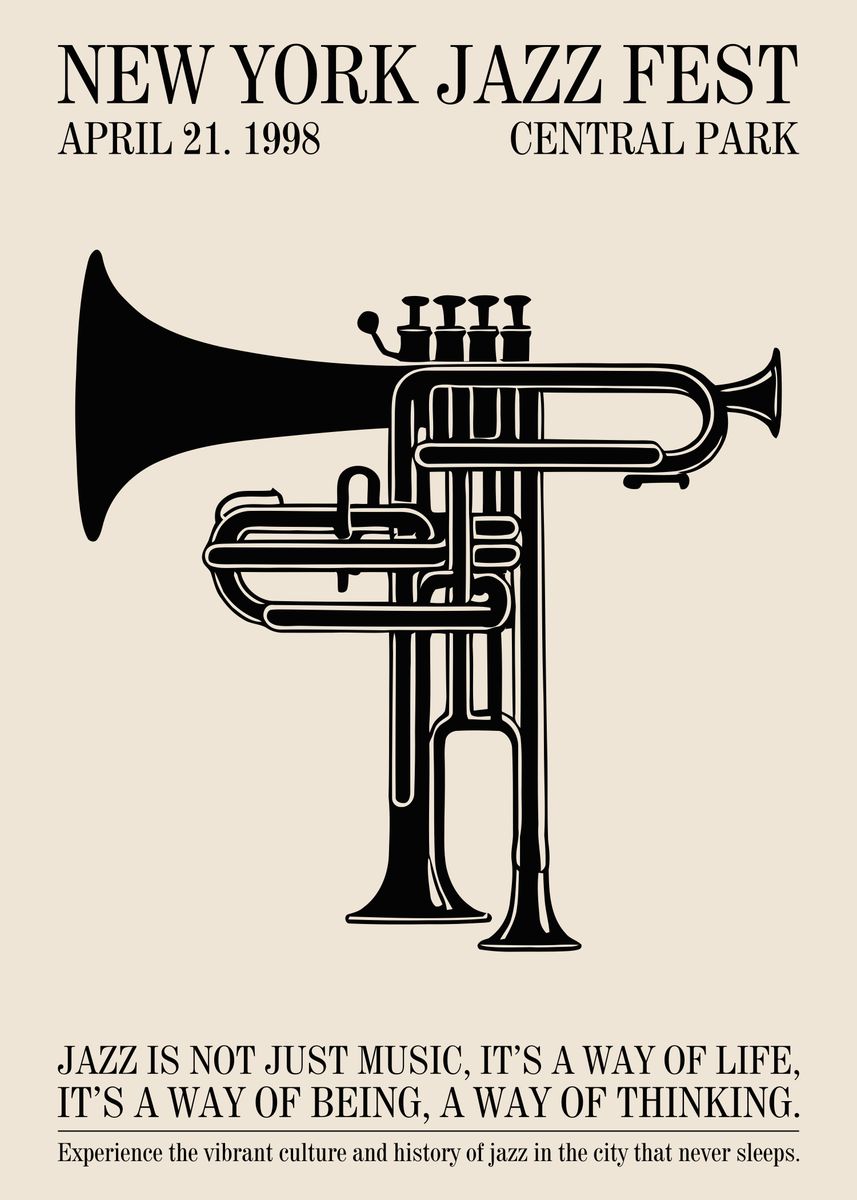 '1998 NYC Jazz Fest' Poster, picture, metal print, paint by BluePinkPanther | Displate