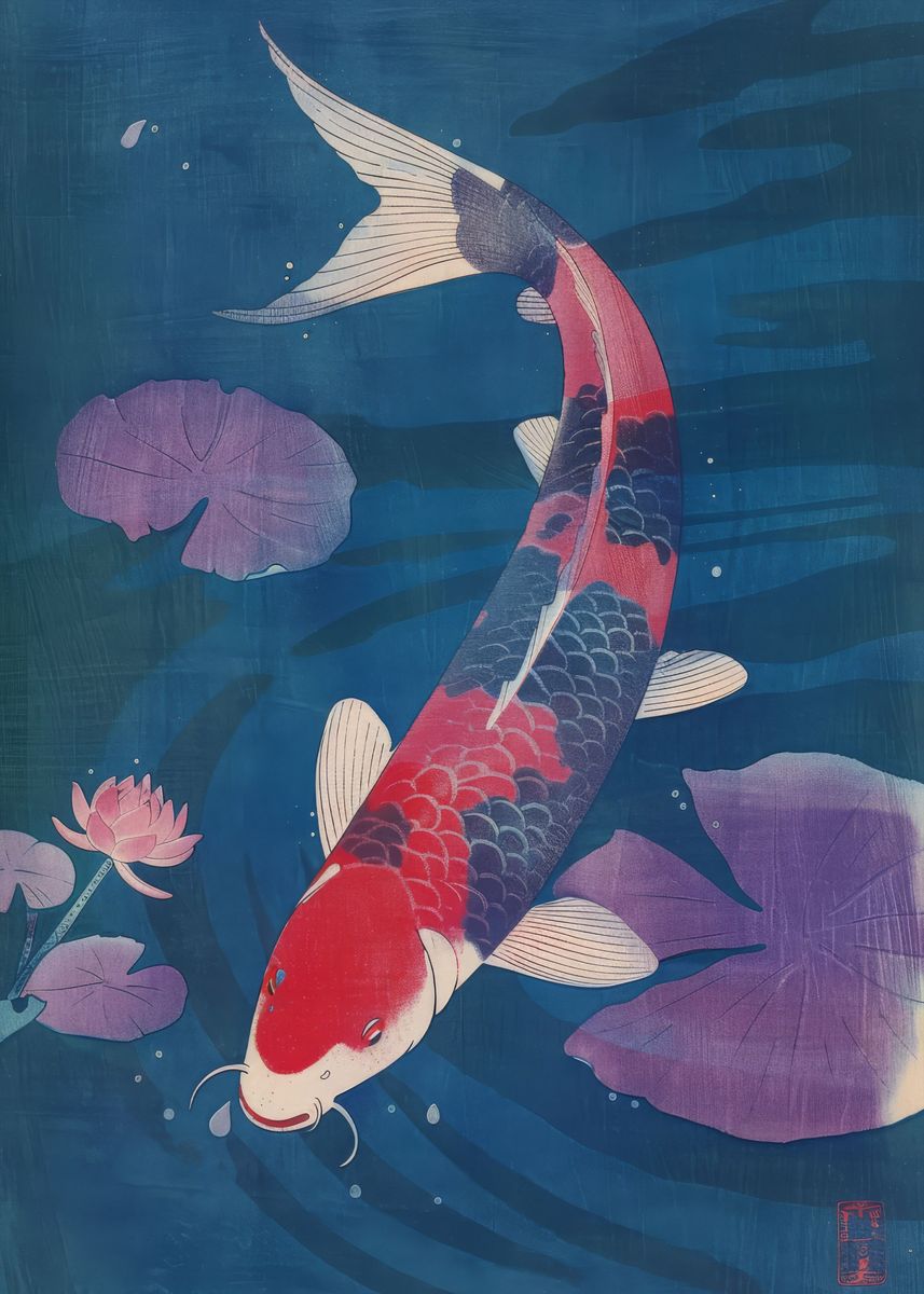 'Koi Fish Japan Painting' Poster, picture, metal print, paint by Ray ...