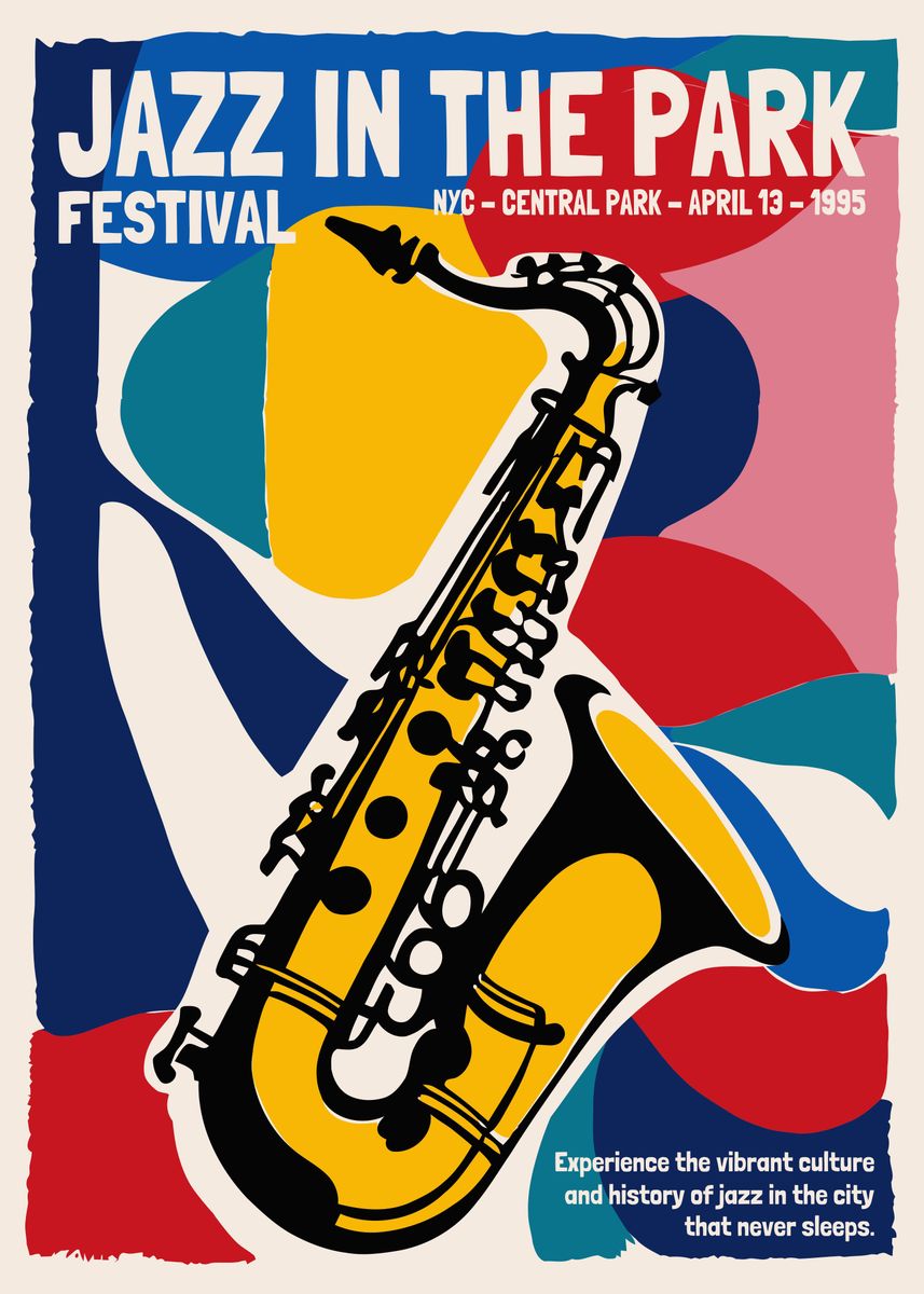 'Central Park Jazz Festival' Poster, picture, metal print, paint by BluePinkPanther | Displate