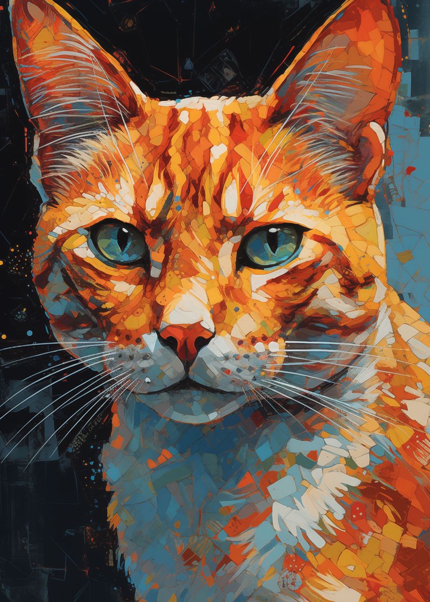 'Orange Cat 3' Poster, picture, metal print, paint by Sazui | Displate