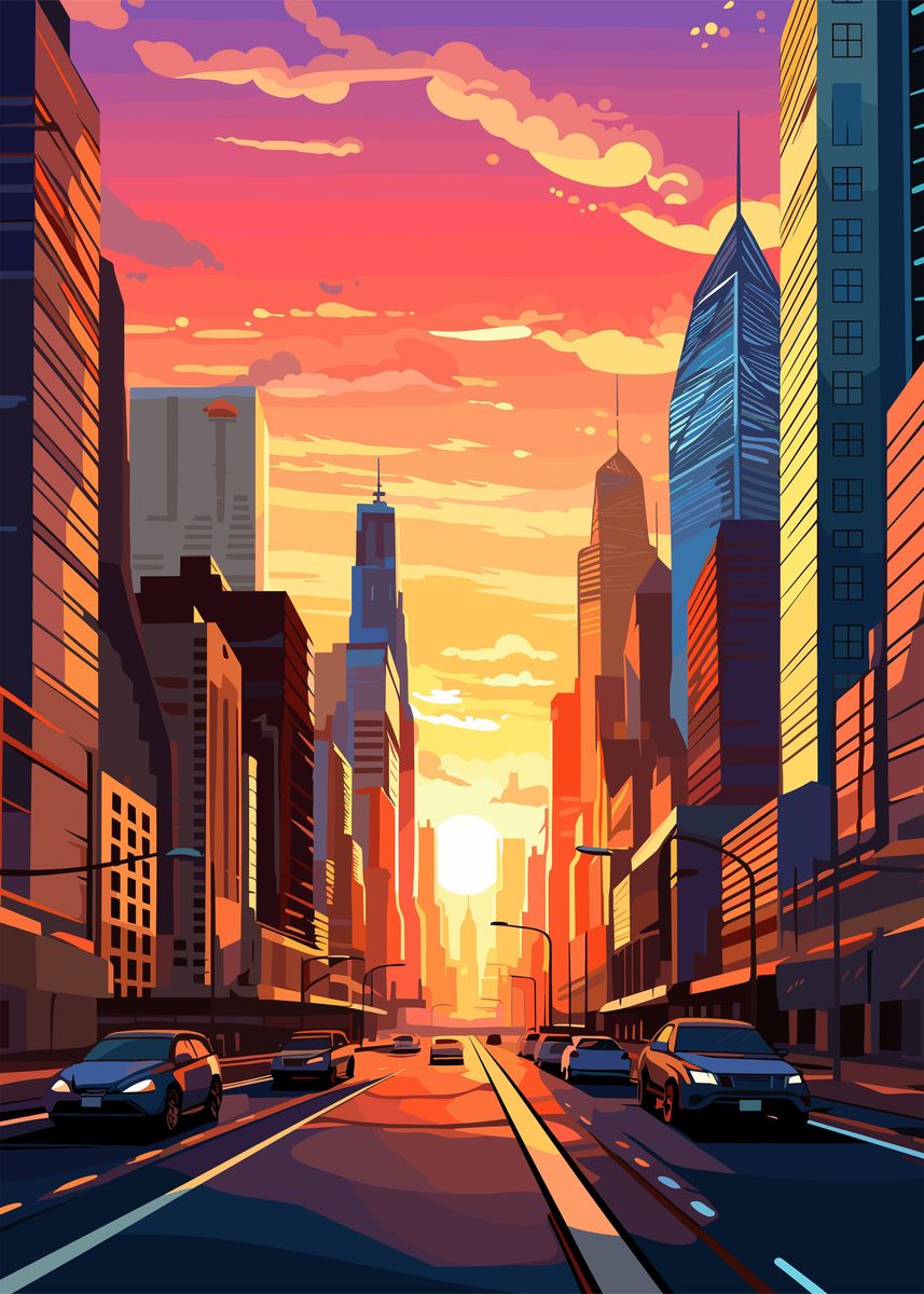 'Morning City' Poster, picture, metal print, paint by Firgiant ...