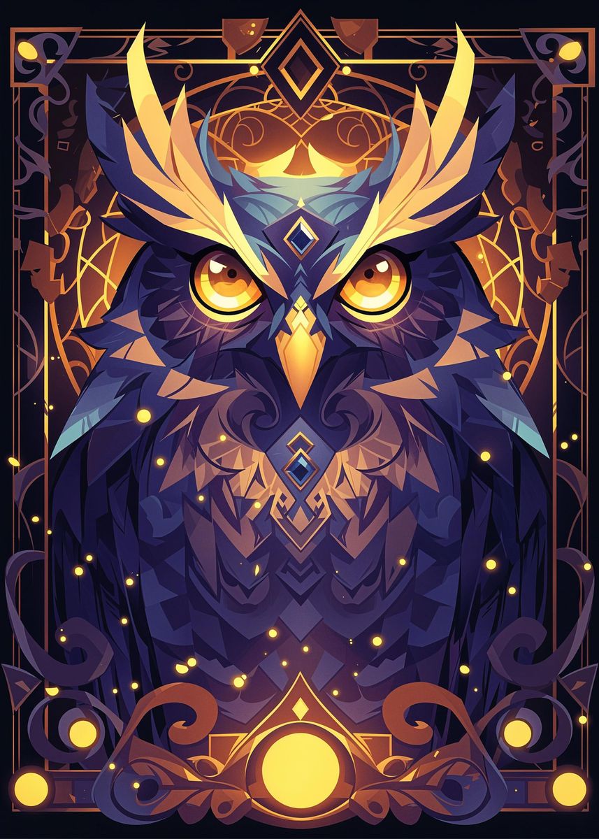 'Owl Magic Card' Poster, picture, metal print, paint by SuperNova ...