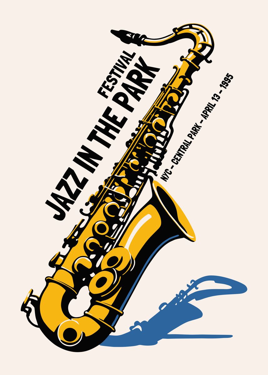 'NYC Jazz Saxophone Poster' Poster, picture, metal print, paint by ...