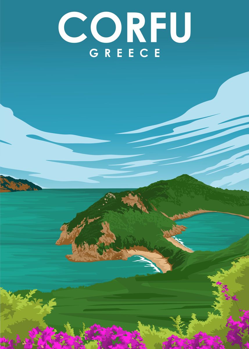 'Corfu Sunlit Serenity Art' Poster, picture, metal print, paint by Jorn ...