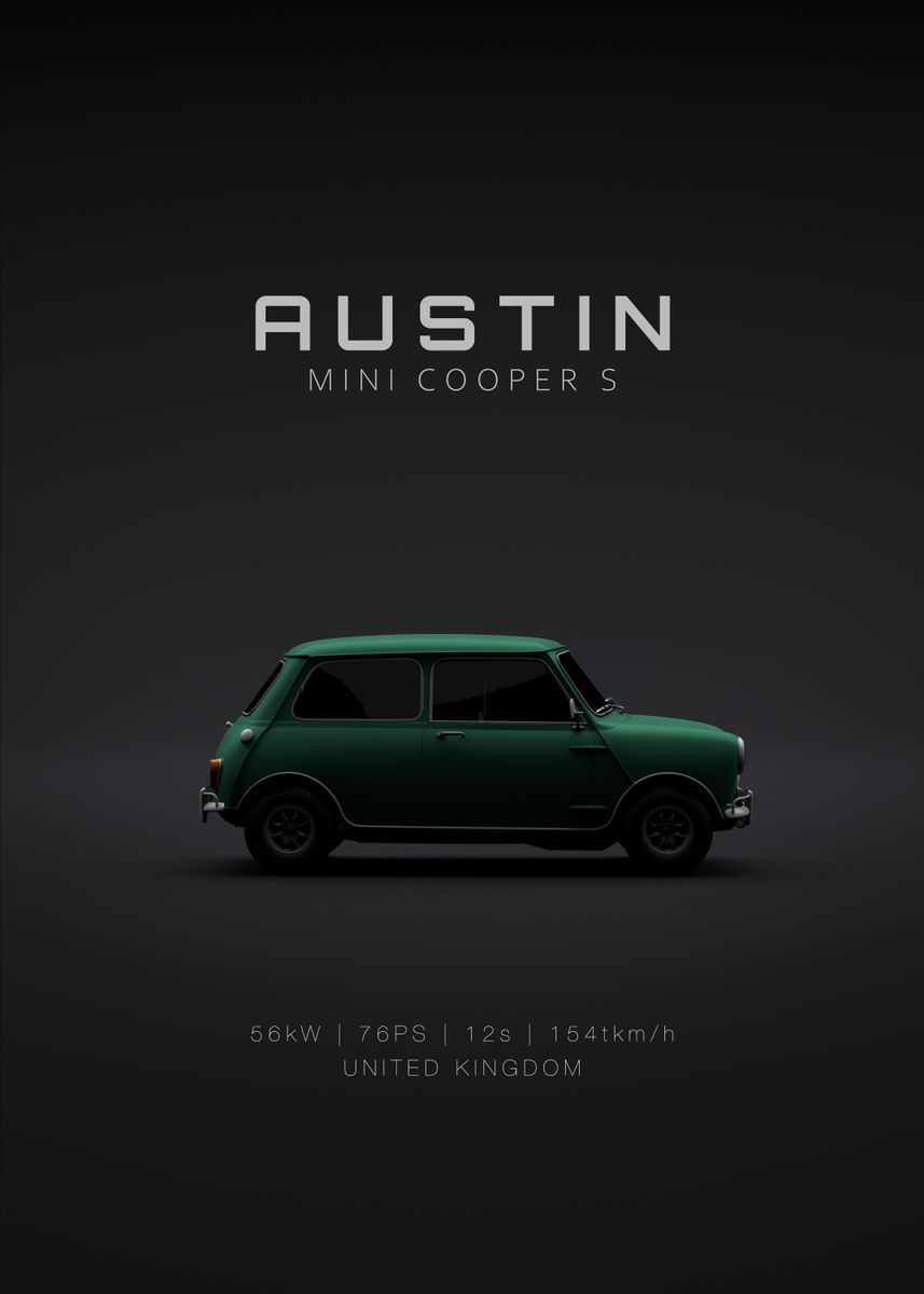 '1965 Austin Mini Cooper S' Poster, picture, metal print, paint by 21 ...