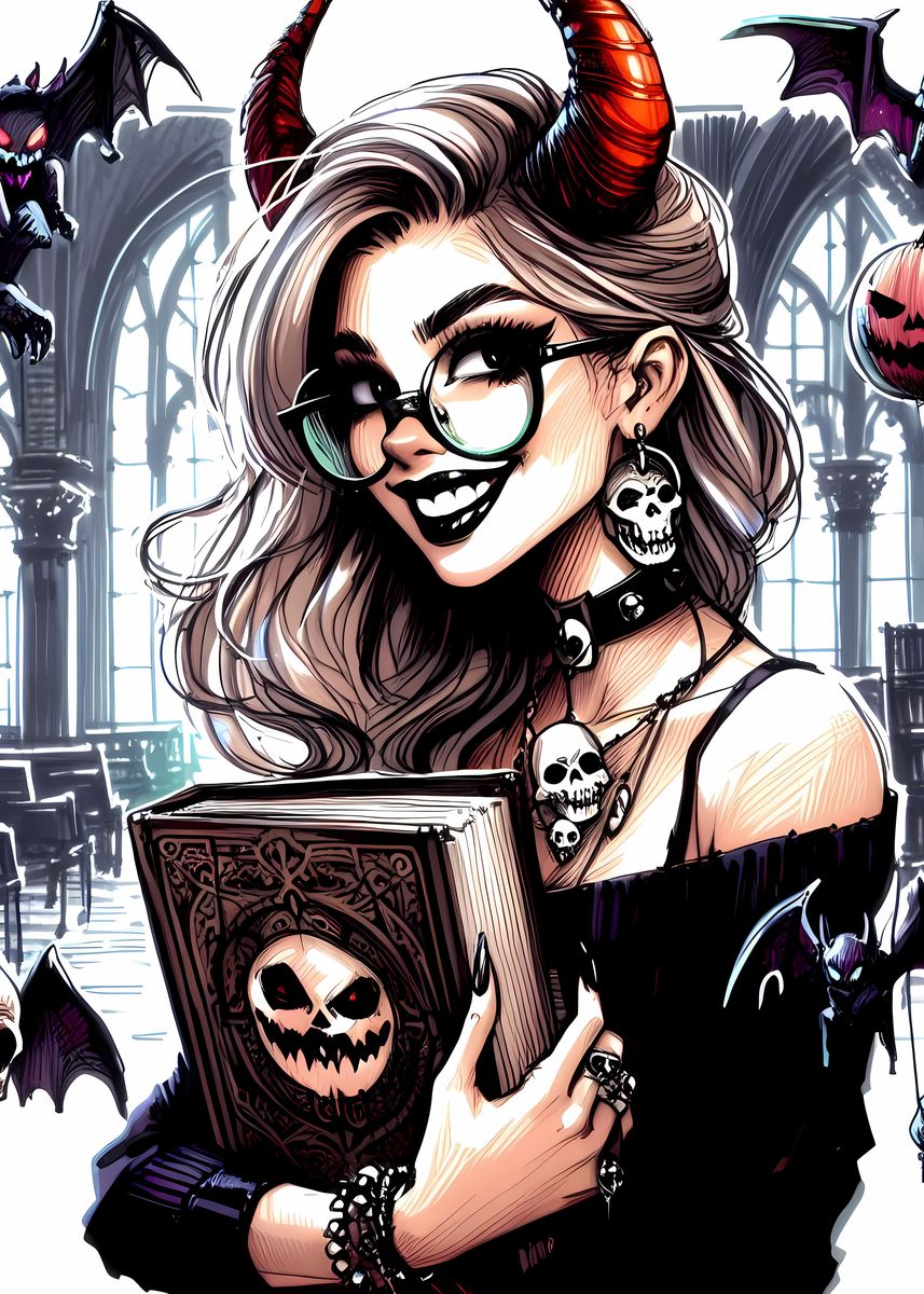 'Gorgeous Demon Librarian' Poster, picture, metal print, paint by Creed ...