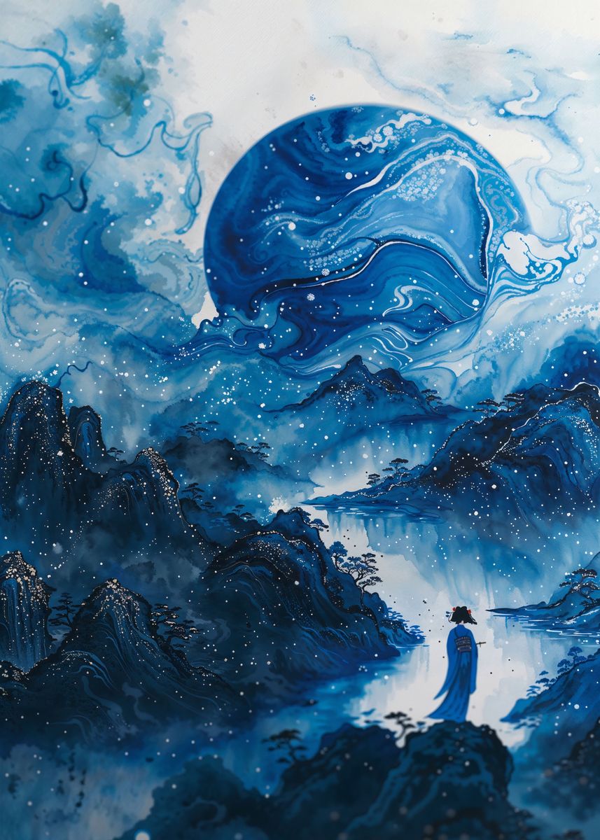 'BLUE MOON' Poster, picture, metal print, paint by ImaginaryConnection ...