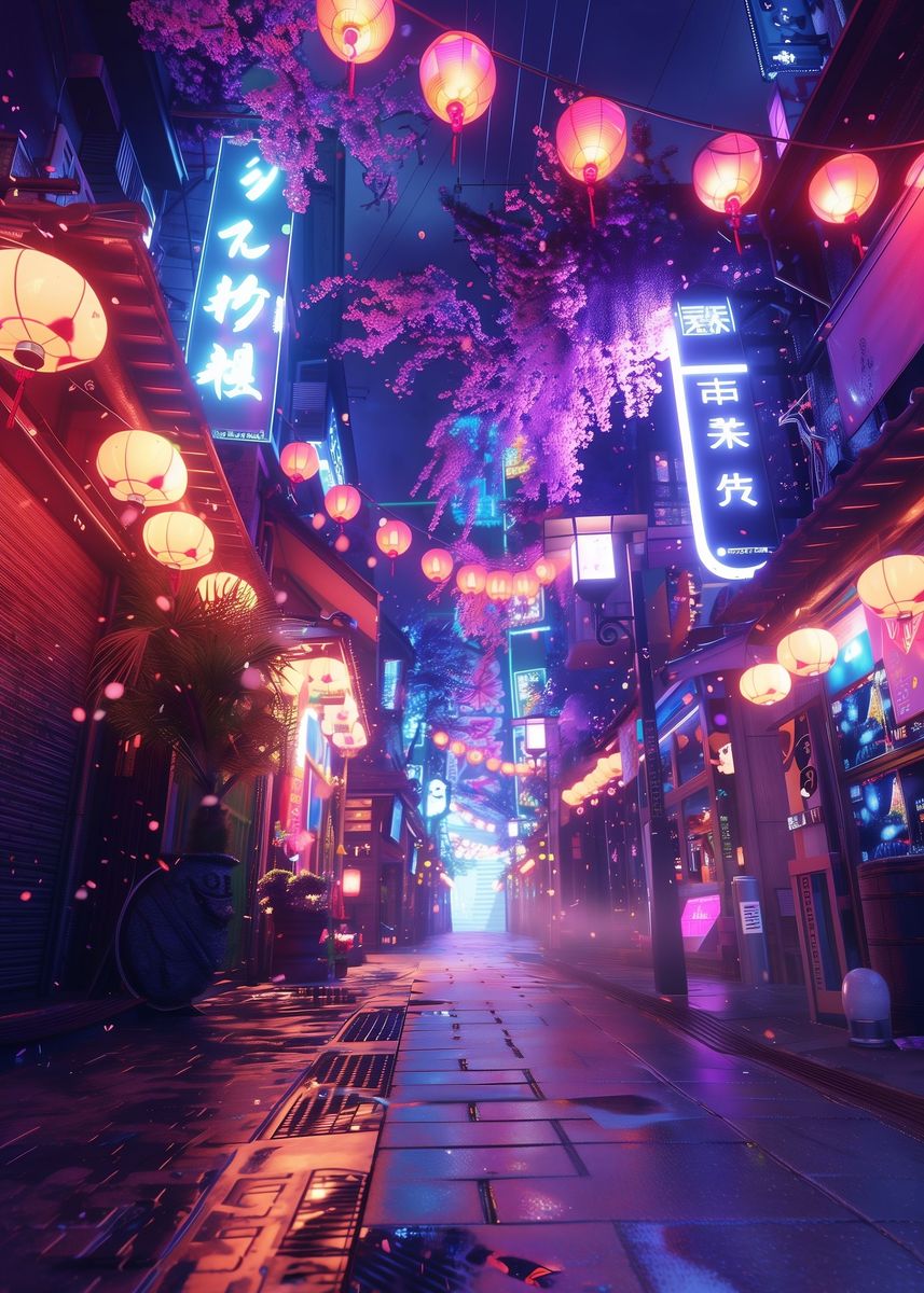 'Japan Neon Streets' Poster, picture, metal print, paint by Rawbin ...