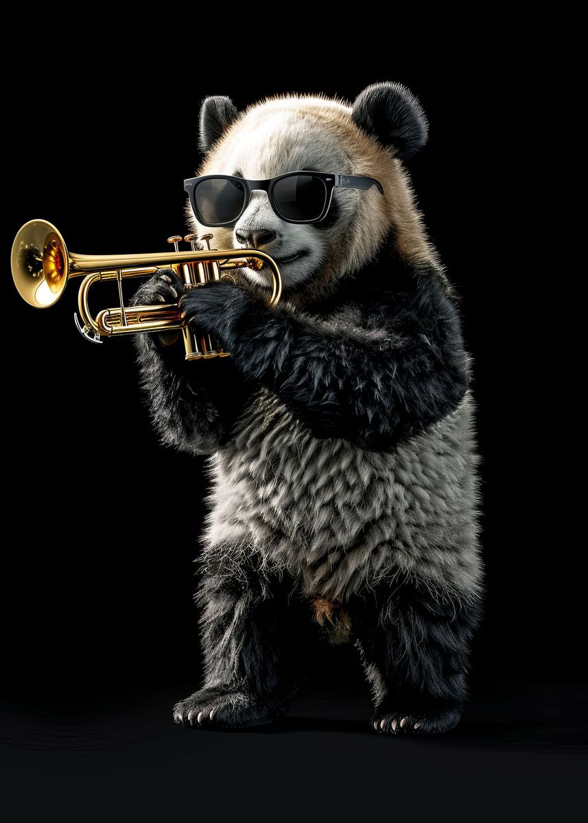 'Panda Trumpet' Poster, picture, metal print, paint by Henning Seiffert ...