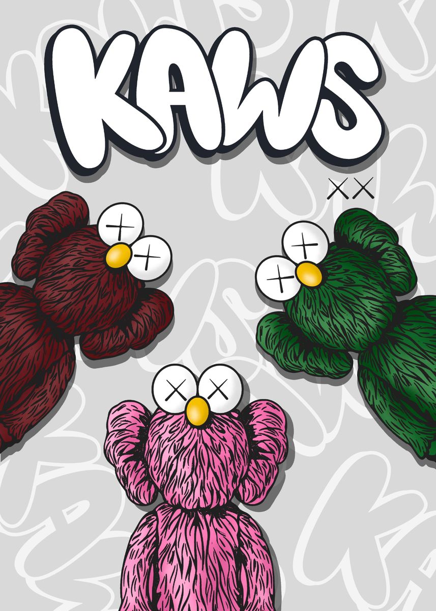 'doodle kaws friends' Poster, picture, metal print, paint by Erico plok ...