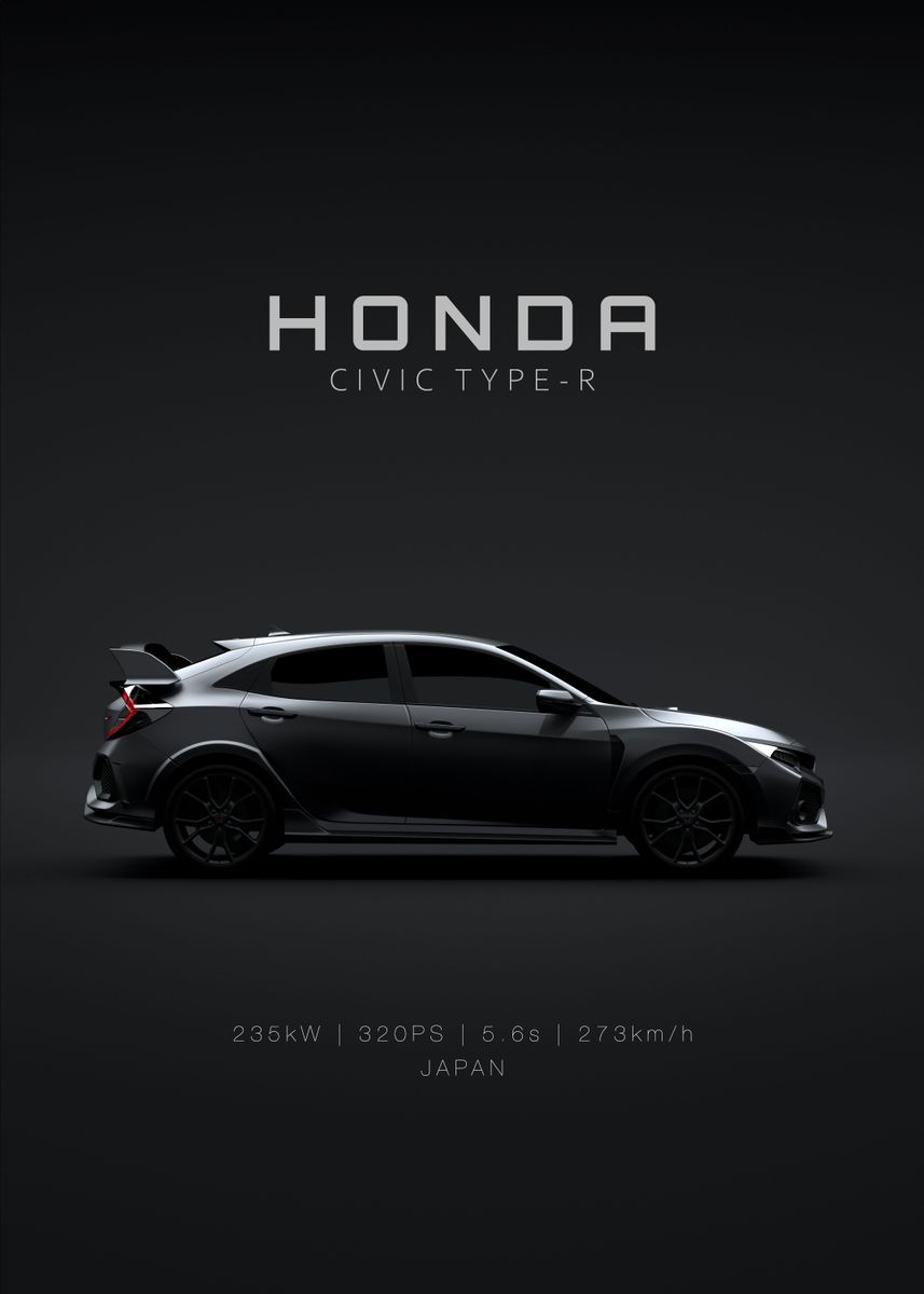 'Honda Civic Type R 2018' Poster, picture, metal print, paint by 21 MXM ...
