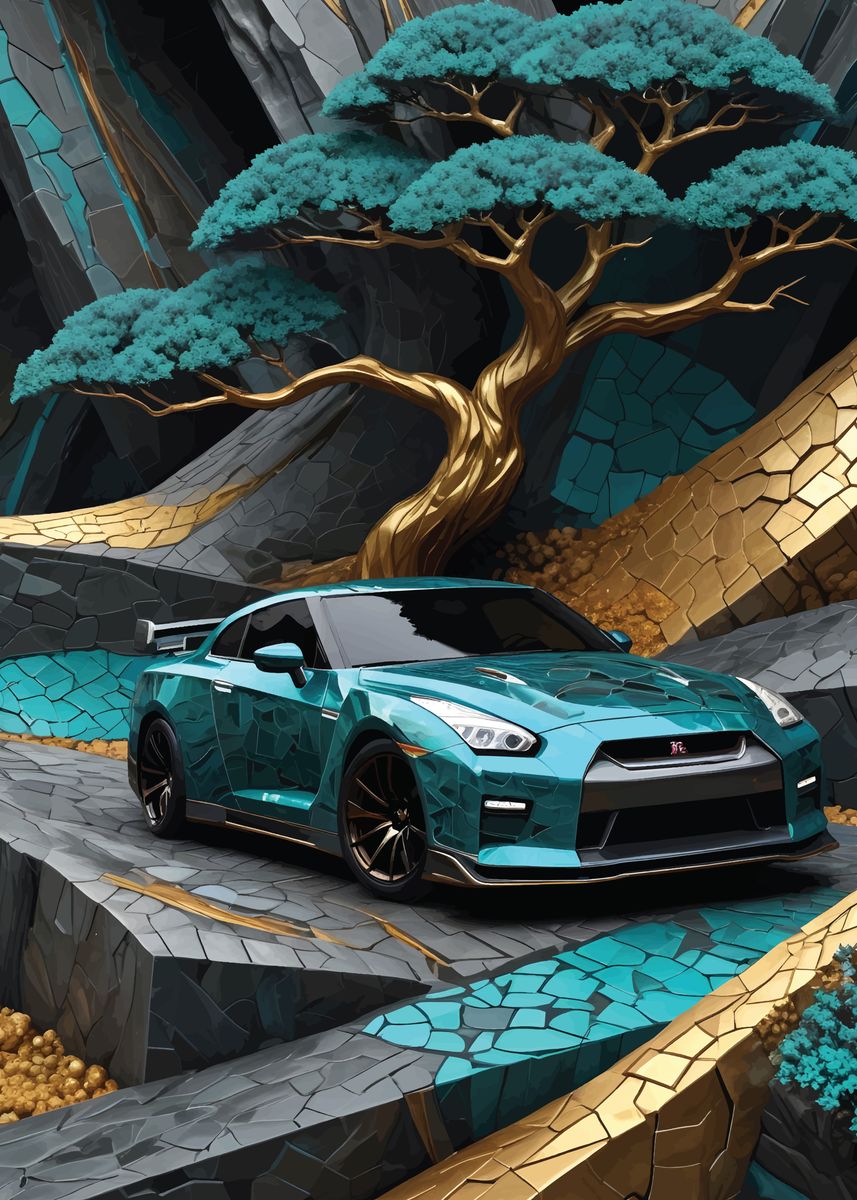 'Nissan GTR R35 Kintsugi ' Poster, picture, metal print, paint by ALEX ...