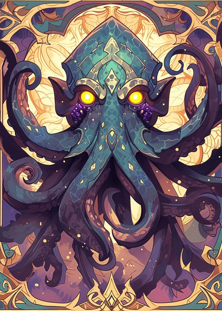 'Kraken Magic Card' Poster, picture, metal print, paint by SuperNova ...