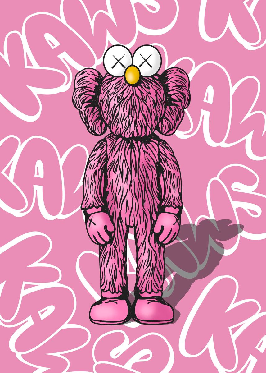 'pink doodle kaws' Poster, picture, metal print, paint by Erico plok ...