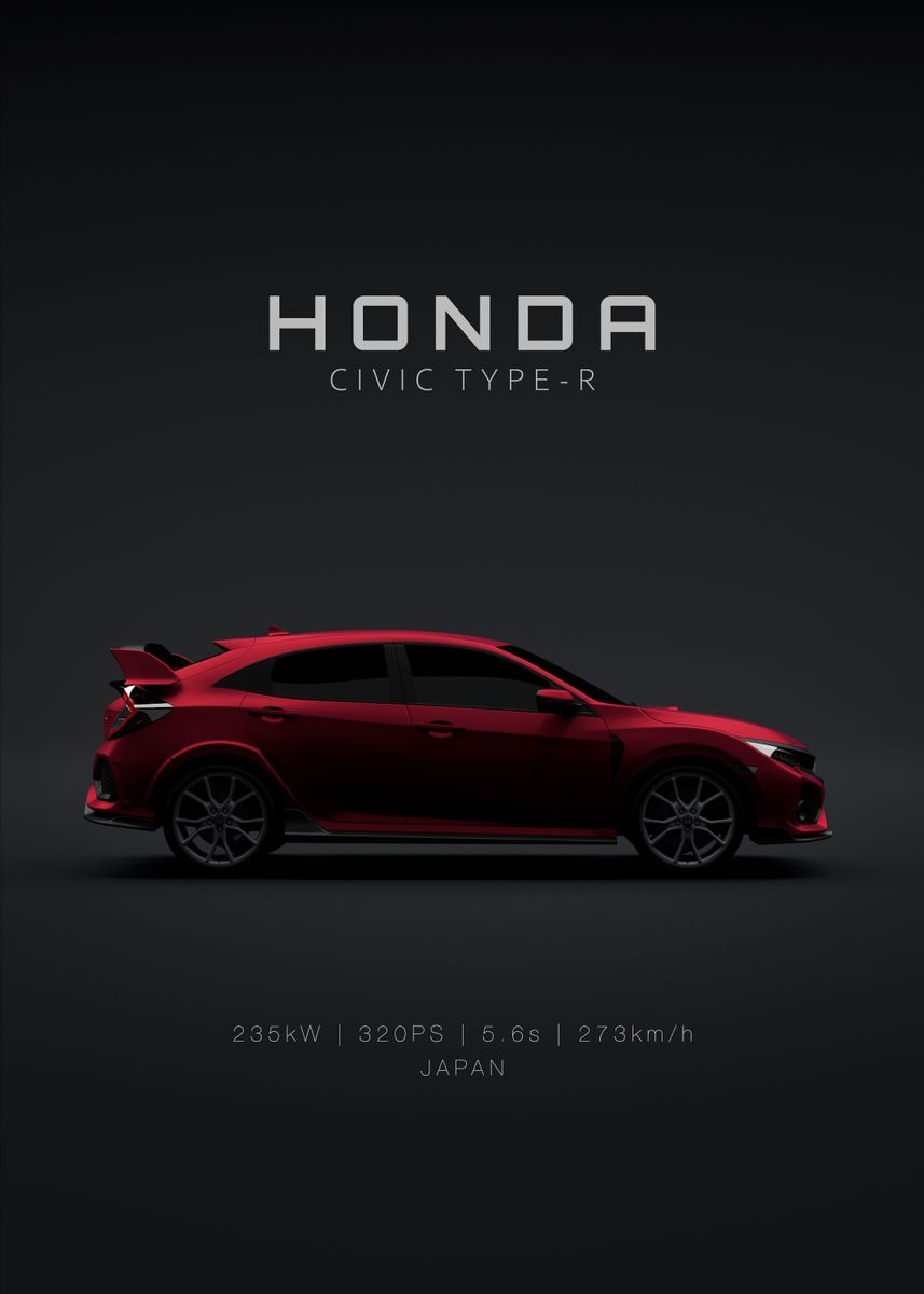 'Honda Civic Type R FK8' Poster, picture, metal print, paint by 21 MXM ...