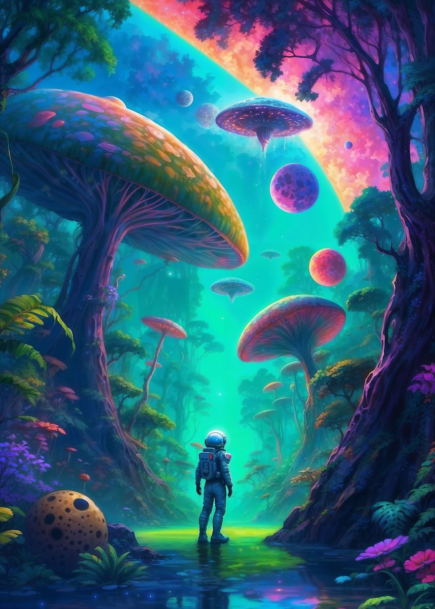 'Cosmic Alien Journey ' Poster, picture, metal print, paint by Mudge ...