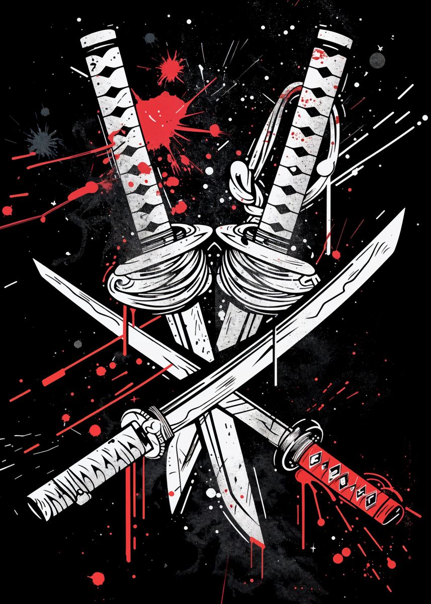 'katana swords' Poster, picture, metal print, paint by Space Art | Displate