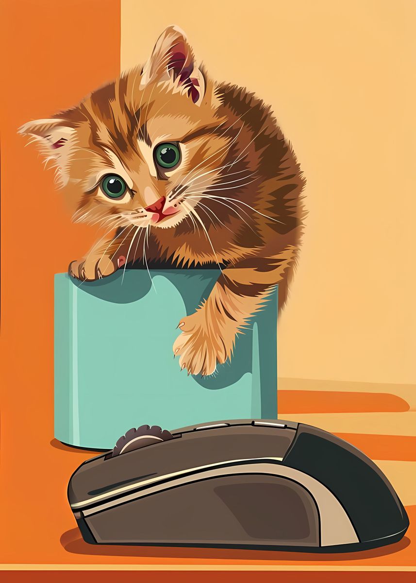 'Cat And Mouse' Poster, picture, metal print, paint by Mark Vincent ...