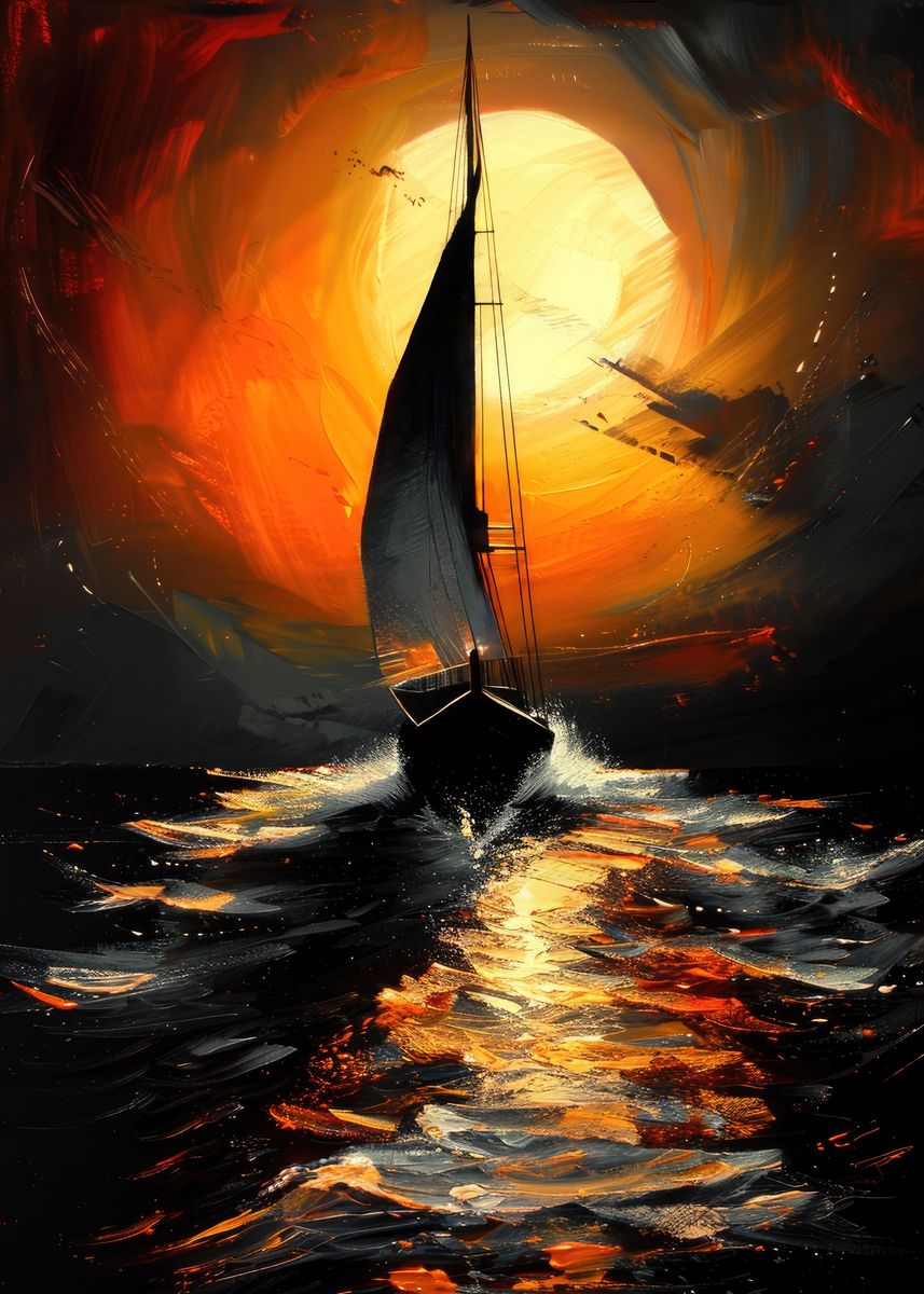 'Sunset Sail' Poster, picture, metal print, paint by Michael Mattler ...