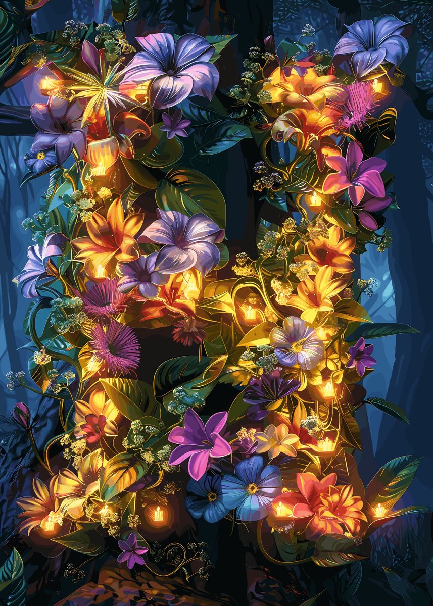 'Flower Alphabet Letter H' Poster, picture, metal print, paint by ...