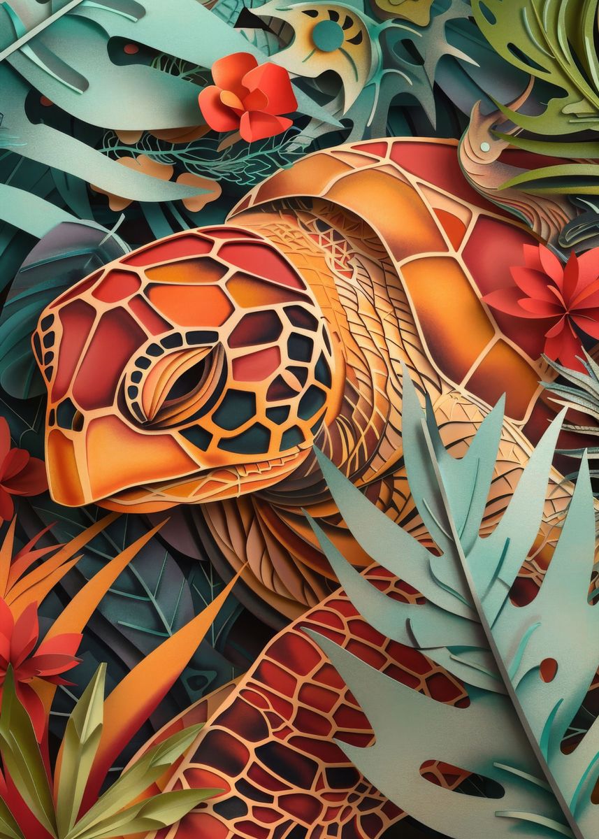 'Turtle Paper Craft' Poster, picture, metal print, paint by Morgan Yon ...