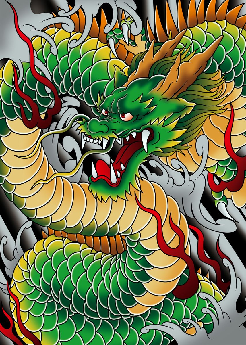 'Dragon ' Poster, picture, metal print, paint by Black Hole Art | Displate