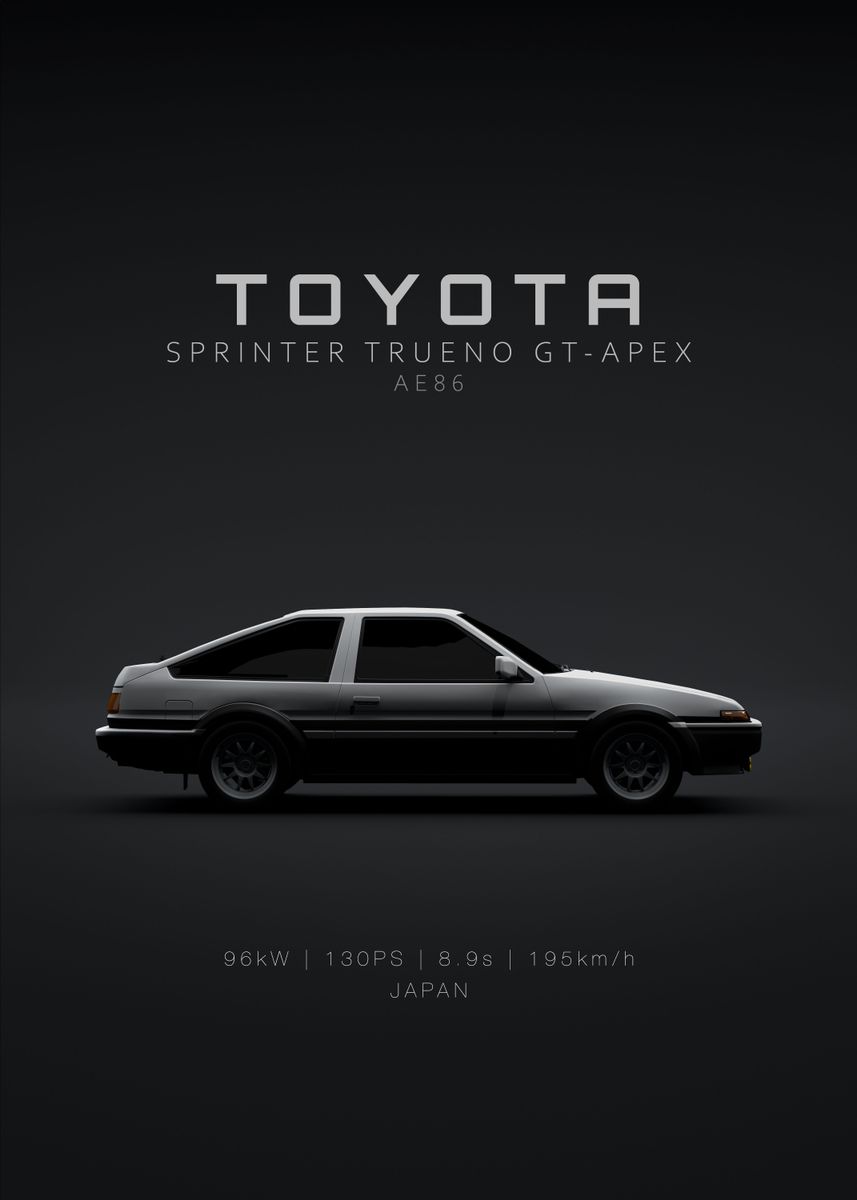 'Toyota AE86 Sprinter Truen' Poster, picture, metal print, paint by 21 ...