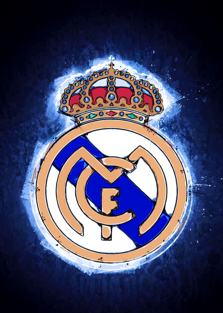'Real Madrid Logo Neon' Poster, picture, metal print, paint by MASTER ...