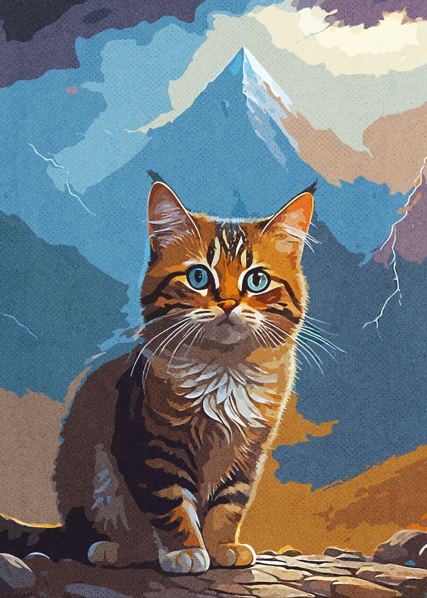 'Cat Mountain ' Poster, picture, metal print, paint by Hamka Risha ...