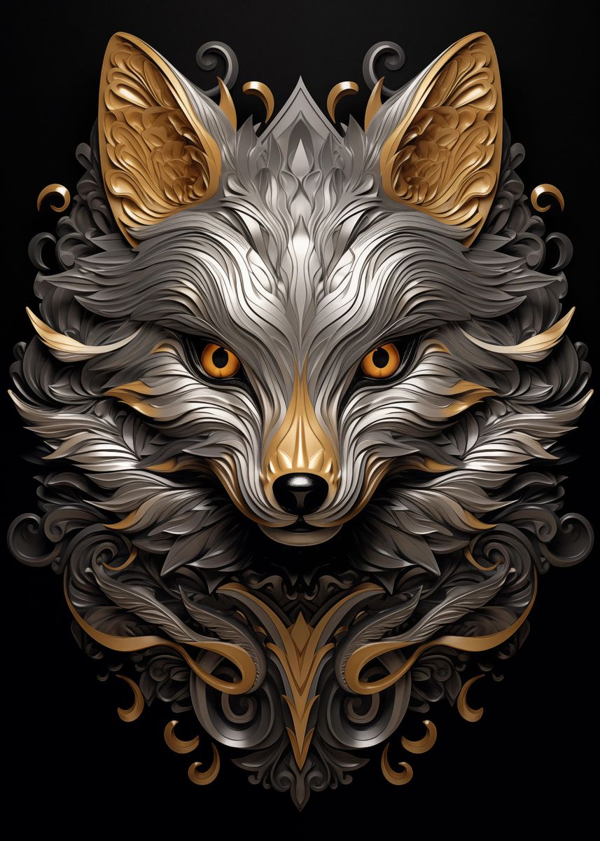 'Metallic Fox' Poster, picture, metal print, paint by Boot Hill | Displate