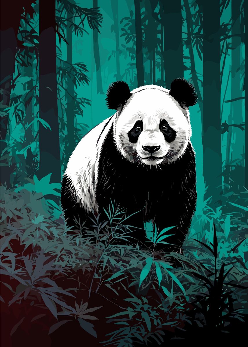 'Panda Forest' Poster, picture, metal print, paint by Batrisyia Rania ...