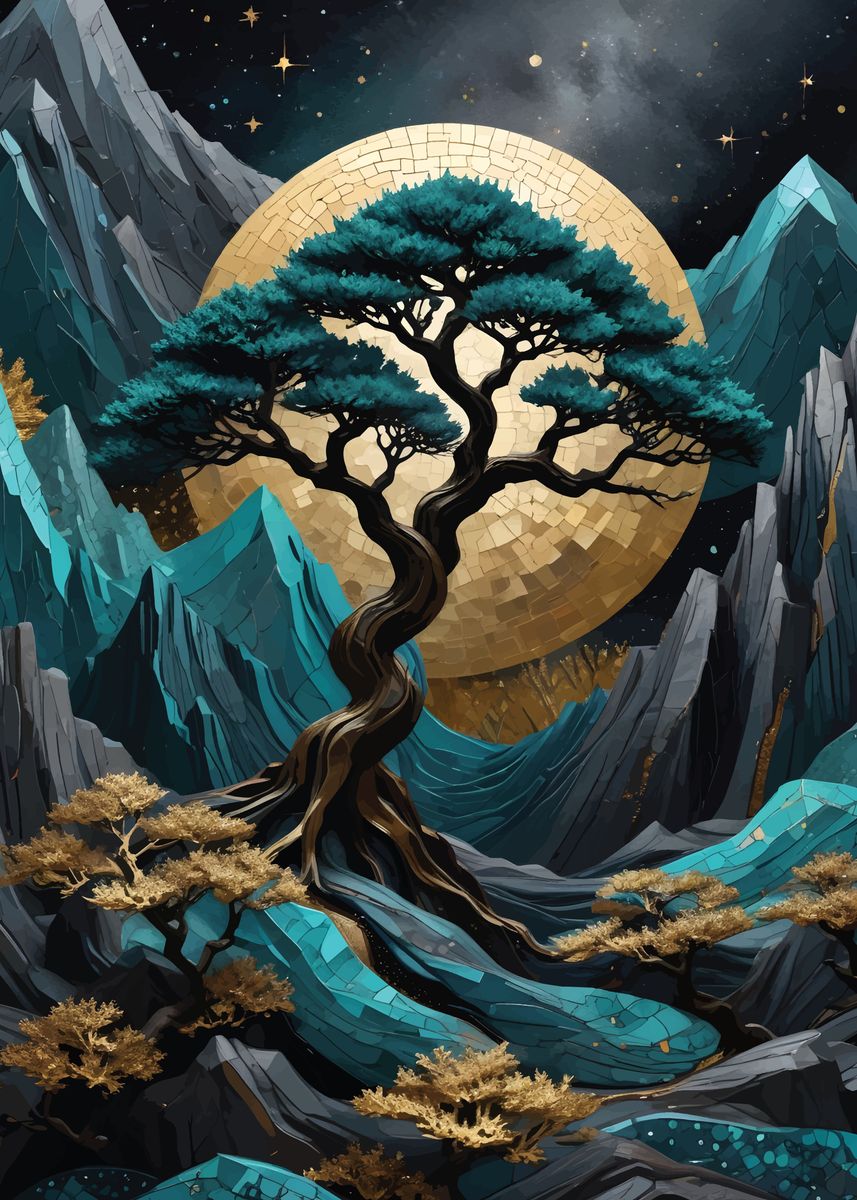 'Bonsai tree Kintsugi' Poster, picture, metal print, paint by ALEX GREZ ...