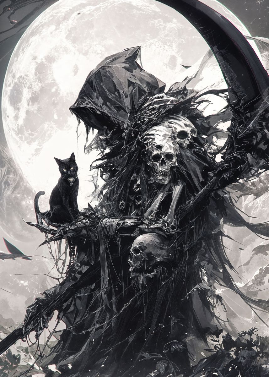 'soul reaper and black cat' Poster, picture, metal print, paint by Adel ...