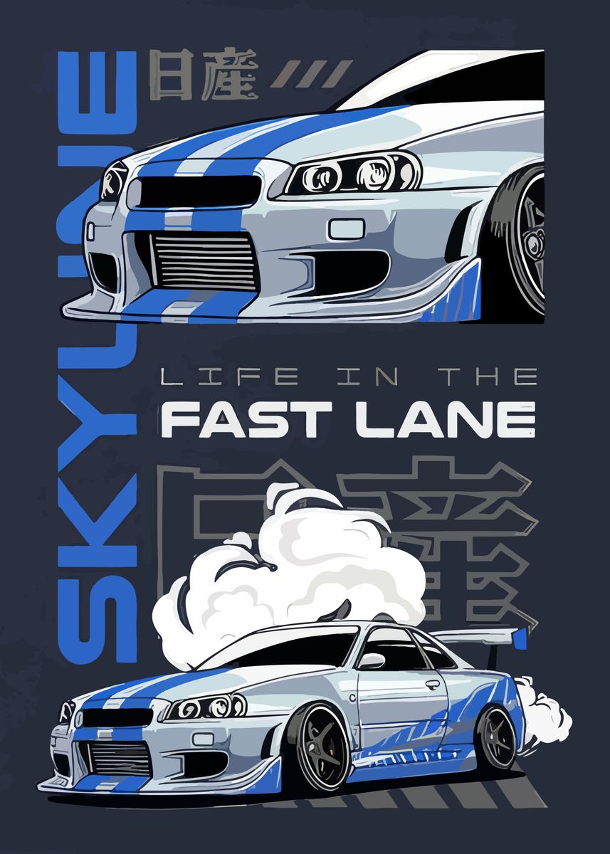 'Nissan Skyline' Poster, picture, metal print, paint by Raul Garcia ...