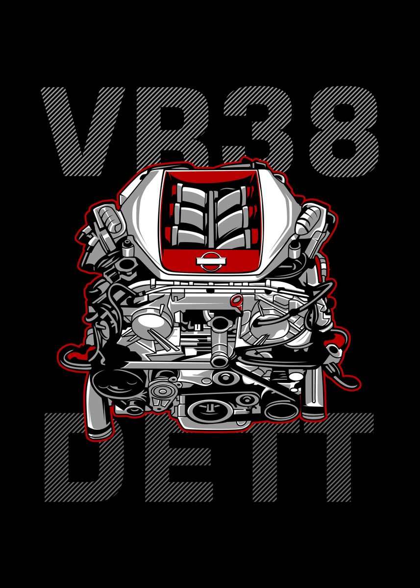 'vr38 engine' Poster, picture, metal print, paint by Gab Fernando ...