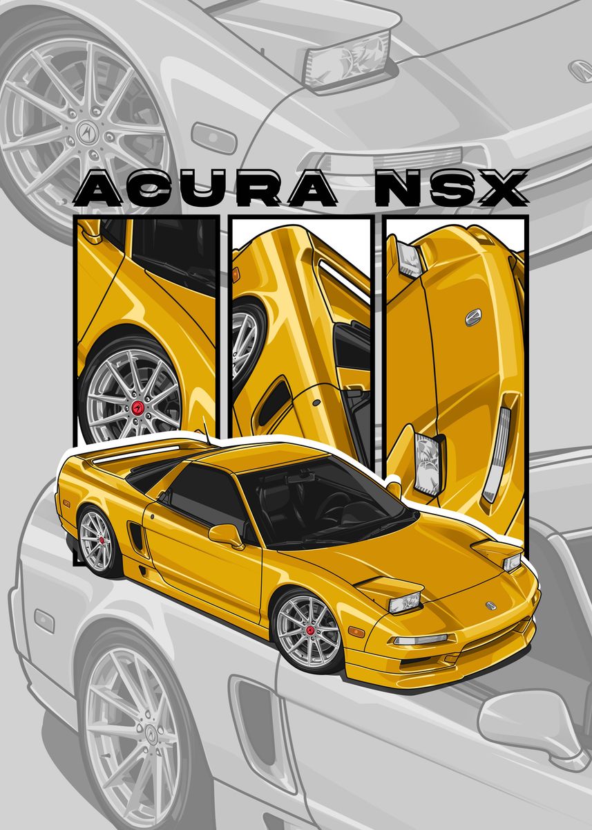 '1993 Acura NSX yellow' Poster, picture, metal print, paint by capture ...