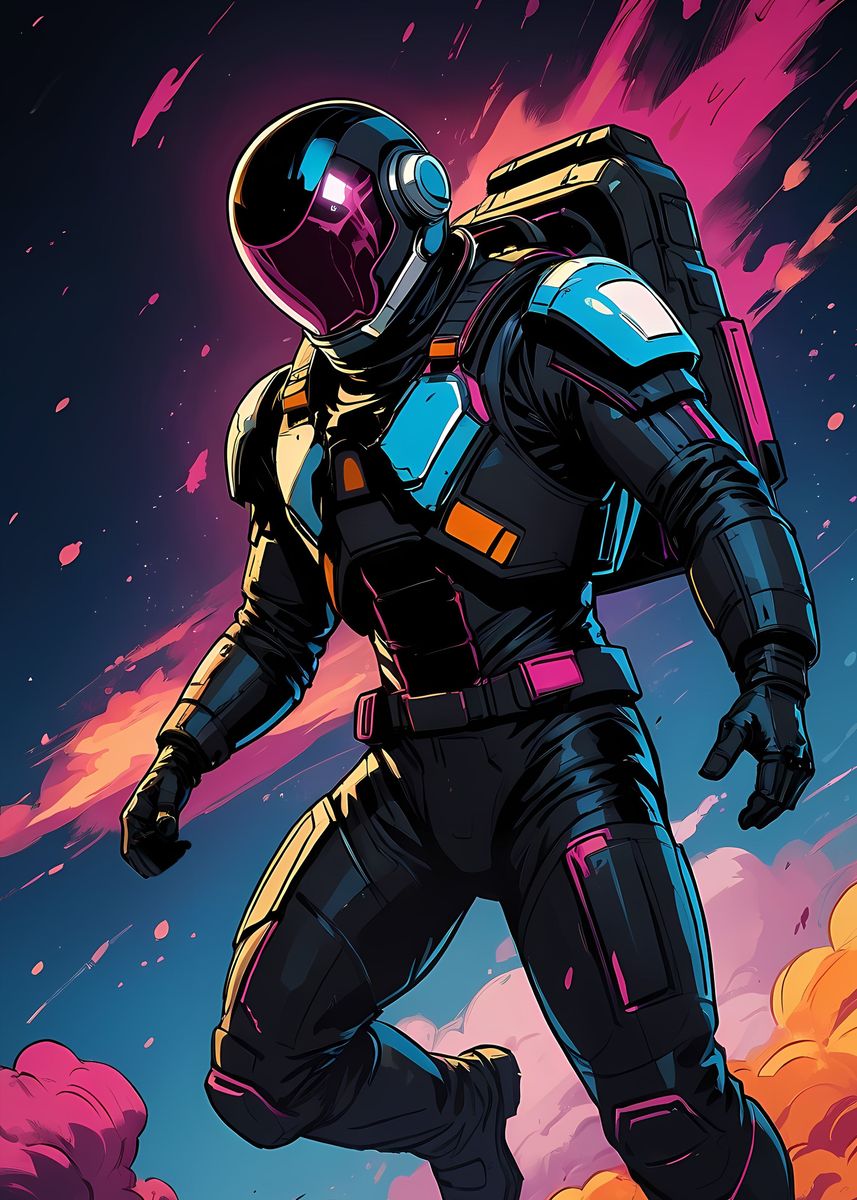 'Jetpack Odyssey Space Suit' Poster, picture, metal print, paint by ...