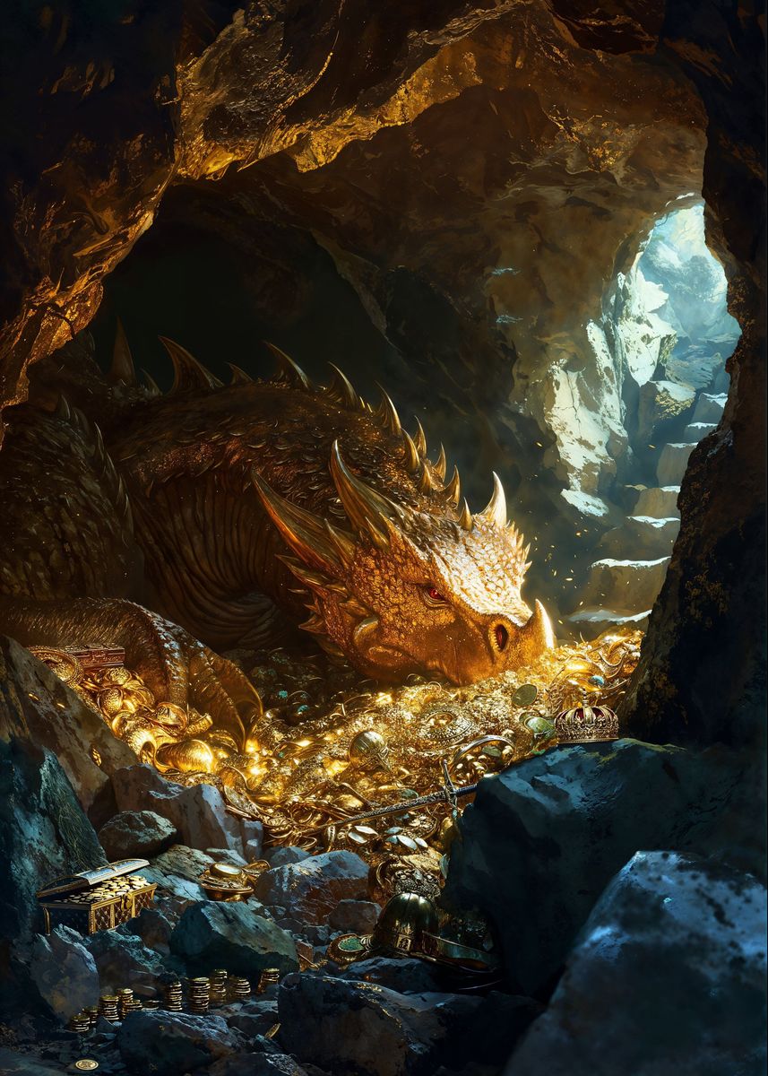 'Dragons Hoard' Poster, picture, metal print, paint by Pixaverse | Displate