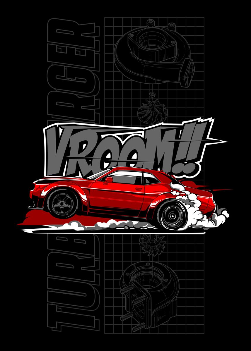 'vroom car' Poster, picture, metal print, paint by Gab Fernando | Displate