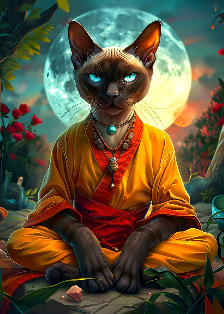 ' Siamese Cat Mystic' Poster, picture, metal print, paint by Hristiyana ...