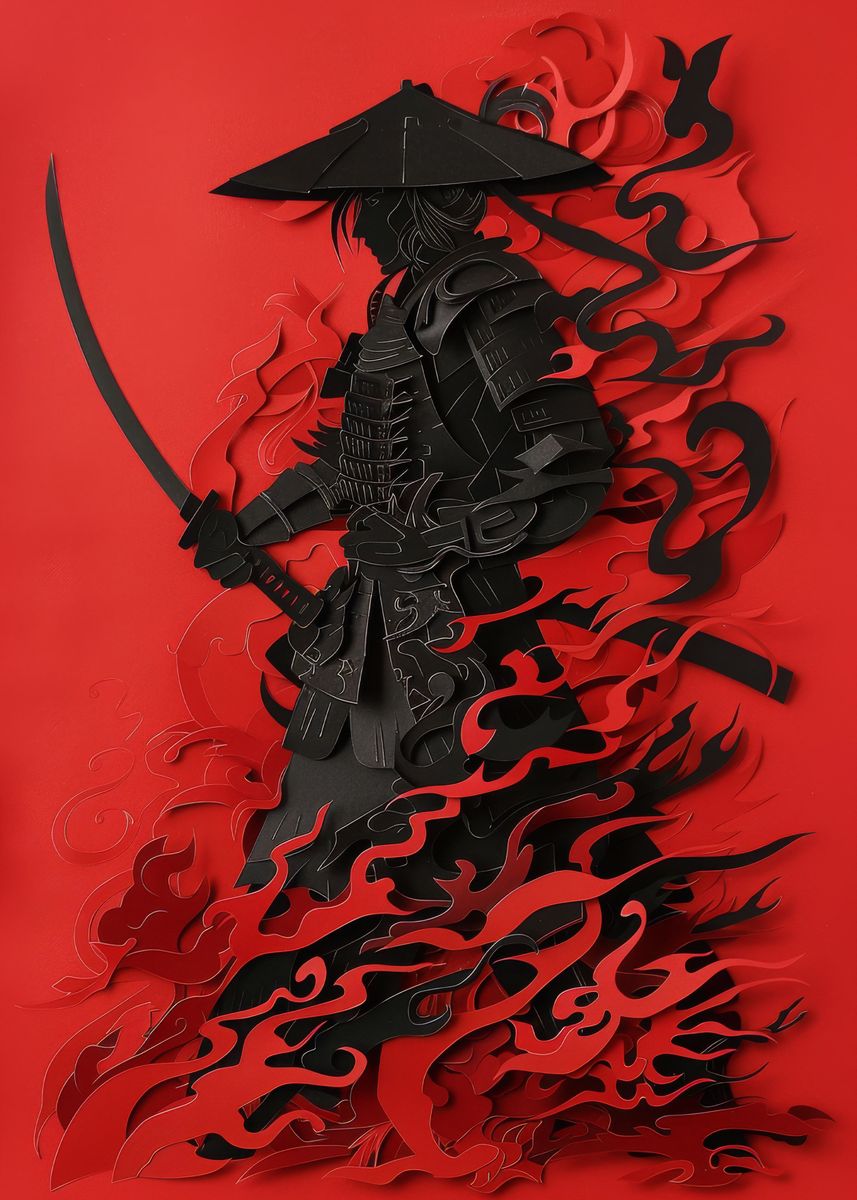 'Samurai Paper Craft' Poster, picture, metal print, paint by Qreative ...