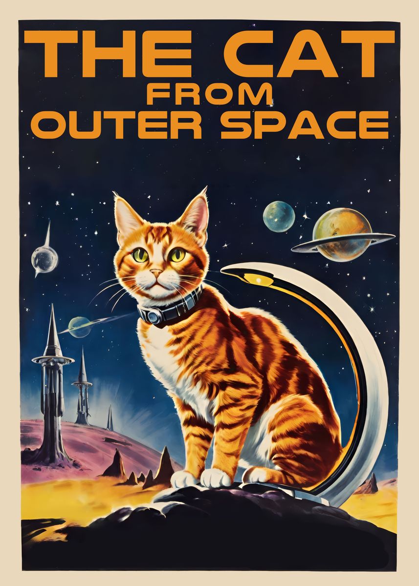 'Cat From Outer Space Print' Poster, picture, metal print, paint by ...