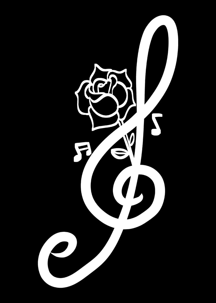 'Rose Music Note Music Dire' Poster, picture, metal print, paint by ...