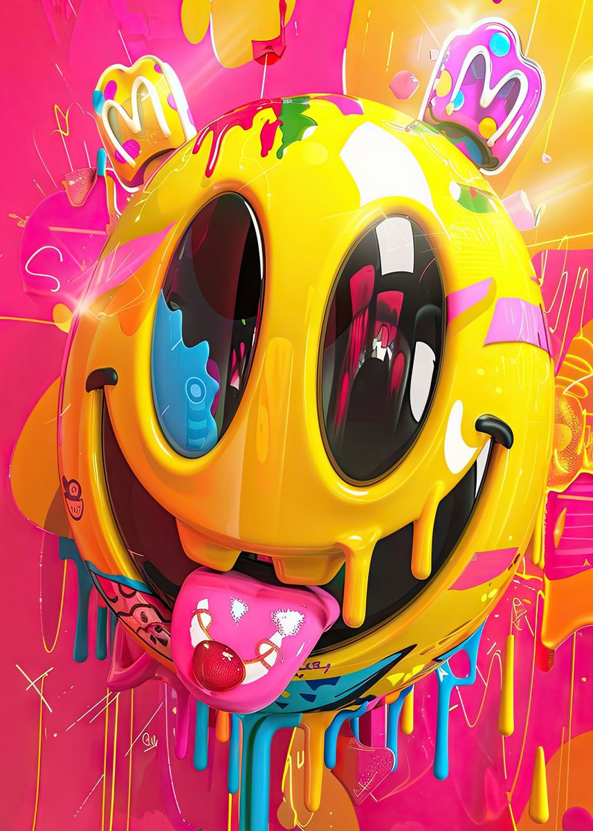 'Psychedelic Smiley Face' Poster, picture, metal print, paint by Ilyrin ...