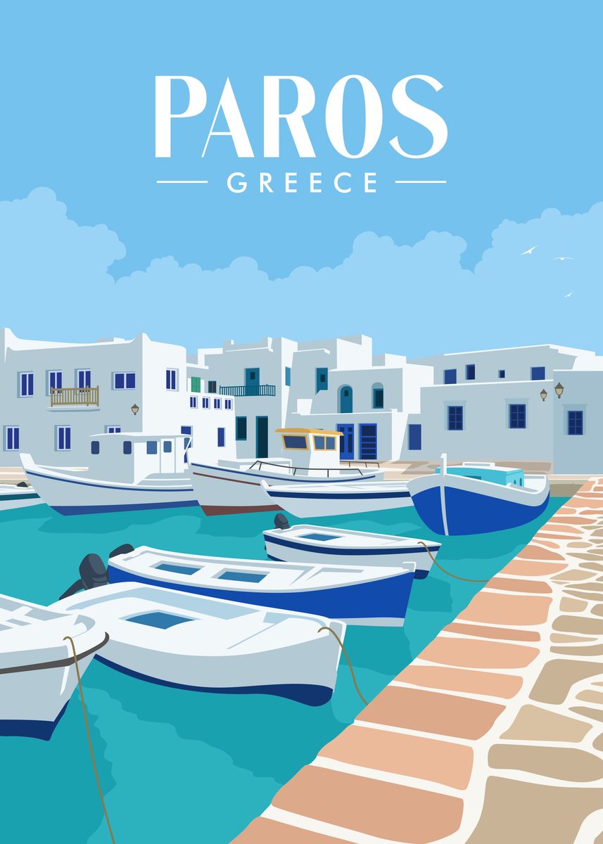 'Paros greece and boat' Poster, picture, metal print, paint by zulvikar ...